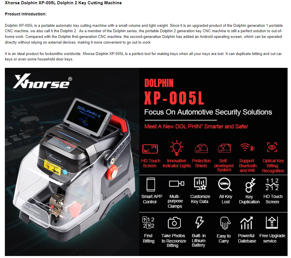 Xhorse Dolphin XP005L Dolphin II / VVDI Ke.y Tool Max Pro / XDKR00GL K ...