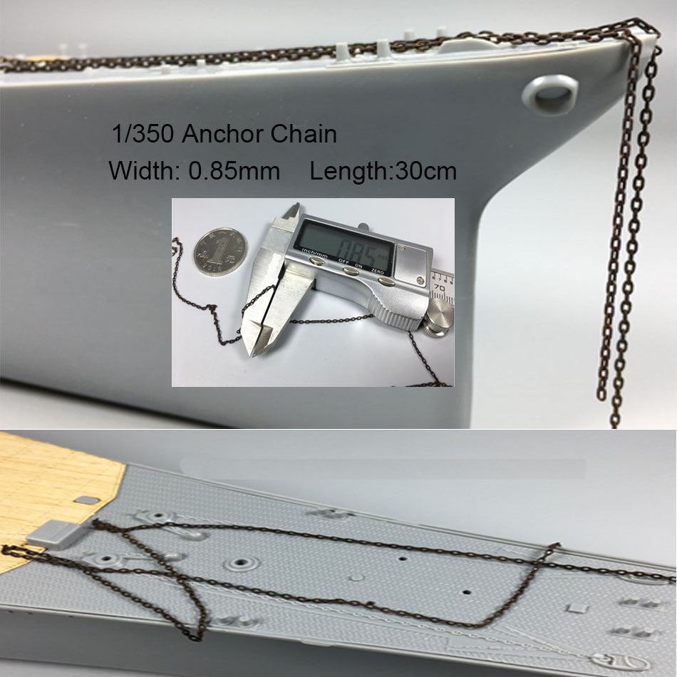 30cm Model Ship Anchor Chain 1/350 Scale Link Brass Spare Parts Black ...