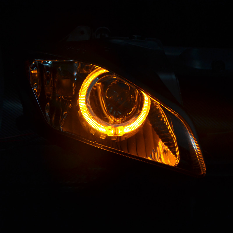 for Yamaha YZF R6 2006 2007 Headlight Assembly HID Light Amber Angel ...