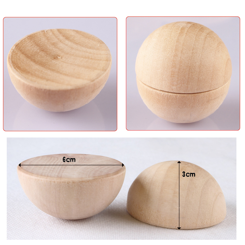 Natural Wooden Round Half Balls Cylinder Cubes Square Blocks DIY ...
