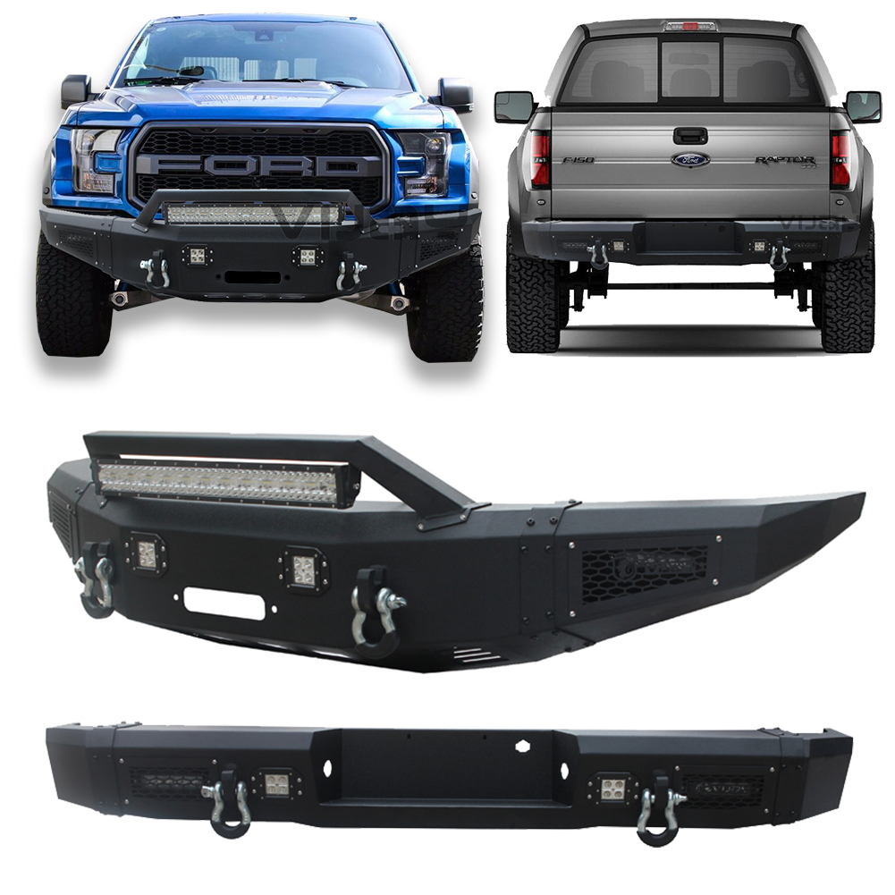 Front Bumper & Rear Bumper with 9xLED Lights for 2009-2014 Ford F-150 ...