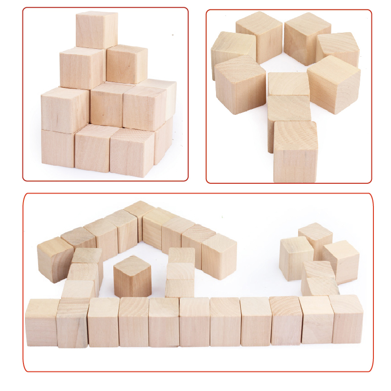 Natural Wooden Round Half Balls Cylinder Cubes Square Blocks DIY ...