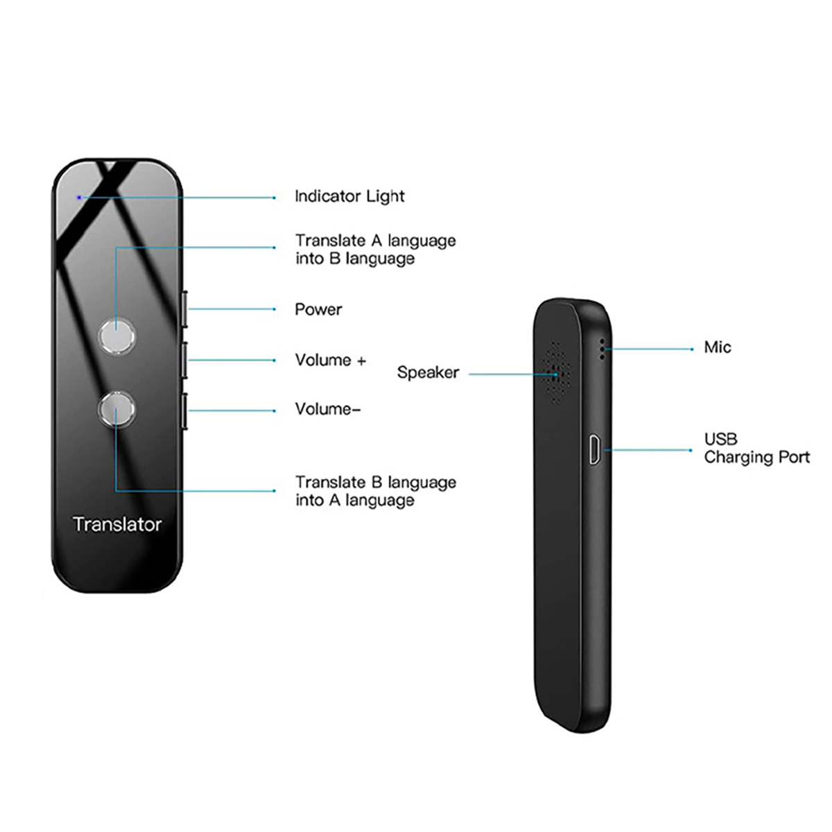 Portable 137 Languages Translator Two Way Instant Voice Translation ...