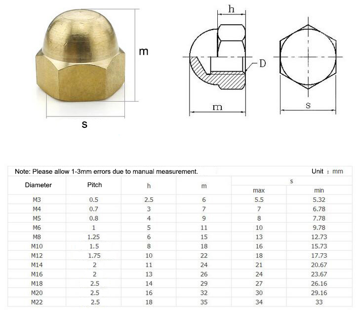 M3~M20 High Quality Solid Brass Hex Dome Nuts Acorn Cap Nuts For Bolts ...