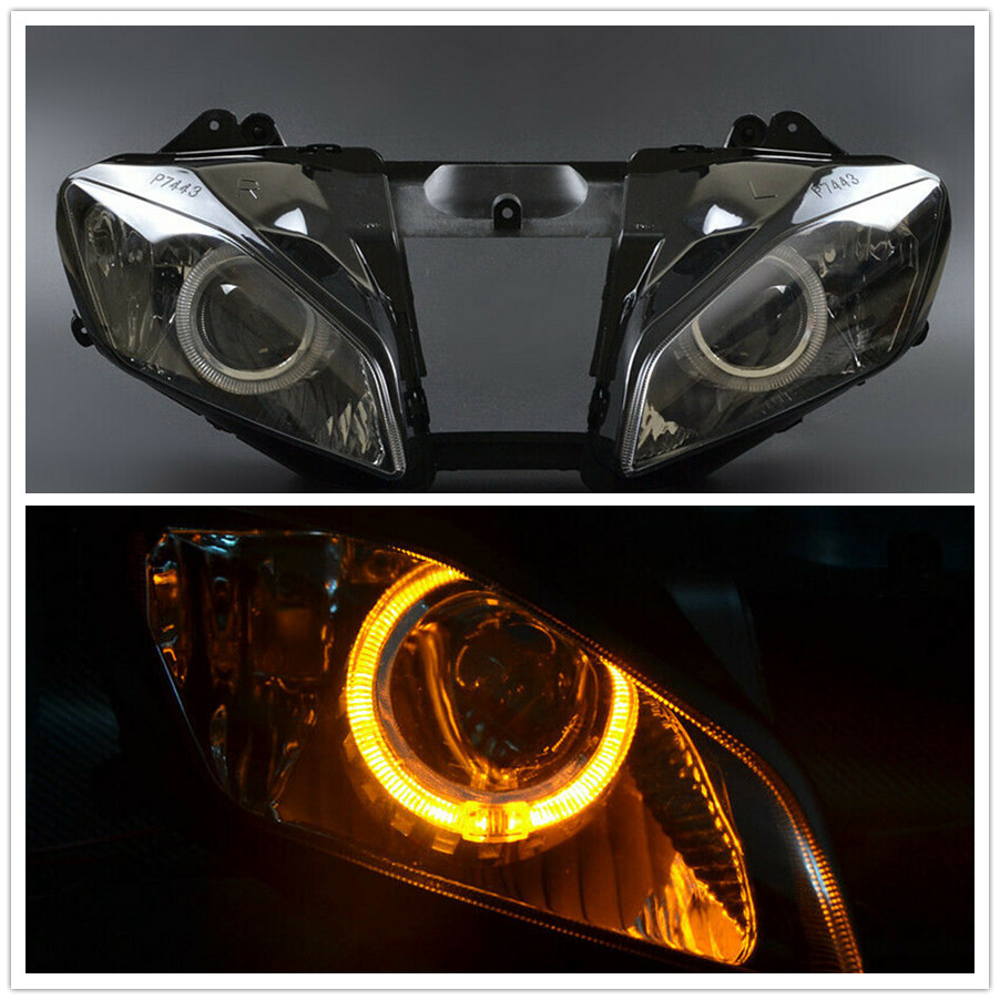 for Yamaha YZF R6 2006 2007 Headlight Assembly HID Light Amber Angel ...