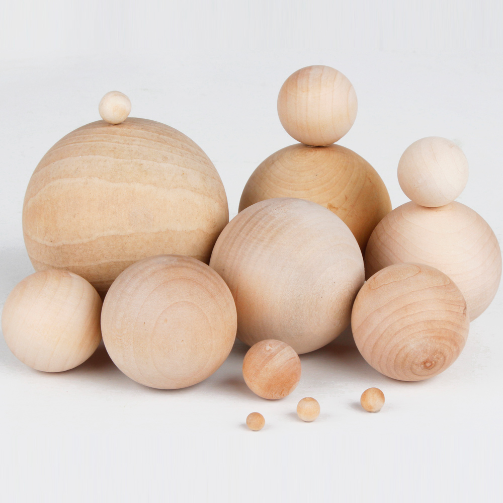 Natural Wooden Round Half Balls Cylinder Cubes Square Blocks DIY ...
