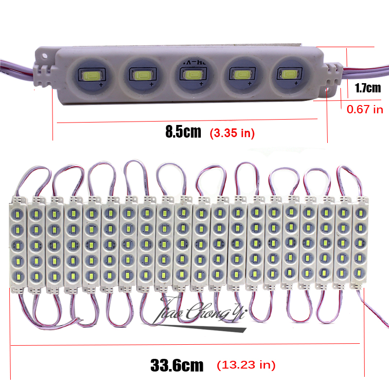 20pcs SMD 5730 5leds Injection LED Module Waterproof Tape White Light ...