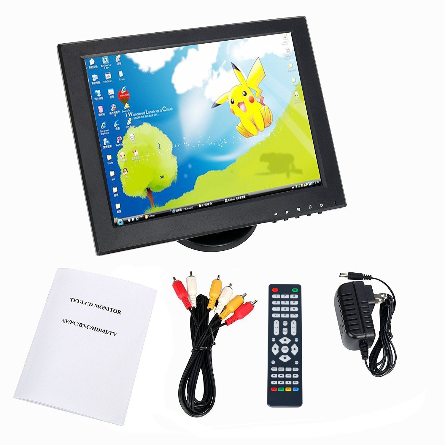 Portable 12" TFT LCD Video HDMI Monitor VGA/AV/TV For CCTV Home ...