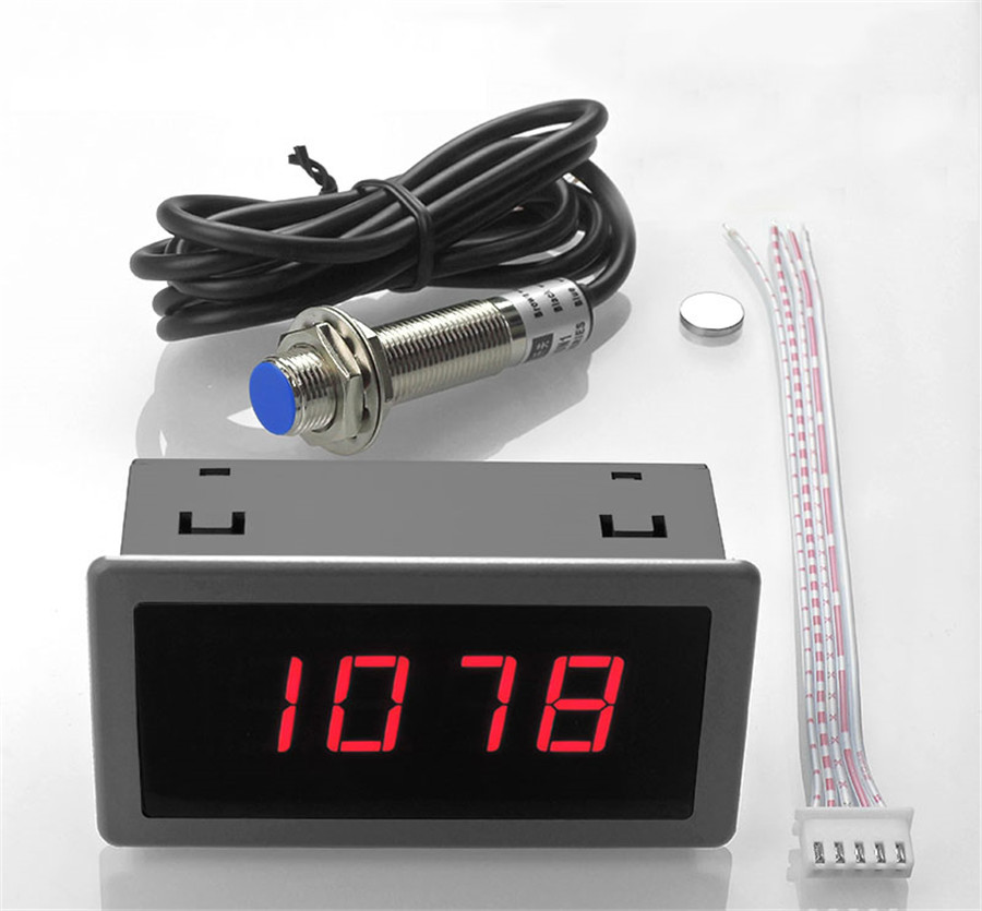 Car Auto 4 Digital Motor Red LED Tachometer RPM Speed Measure Gauge ...