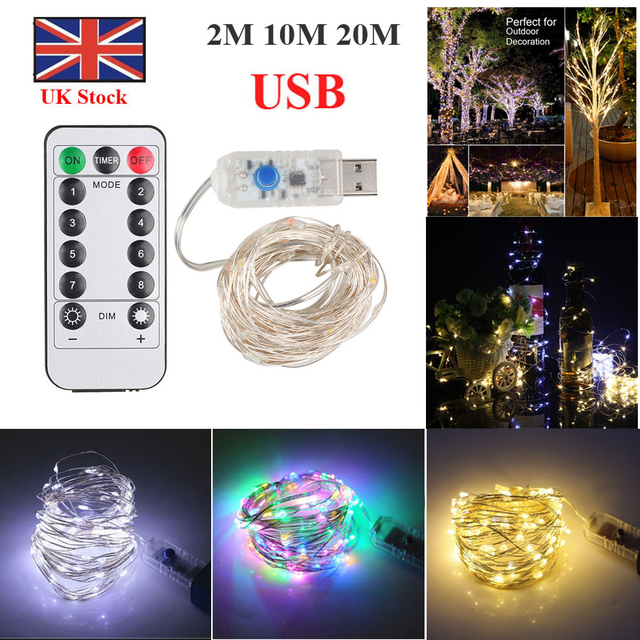 DIY Micro LED USB Fairy String Lights Outdoor Xmas Remote Control ...