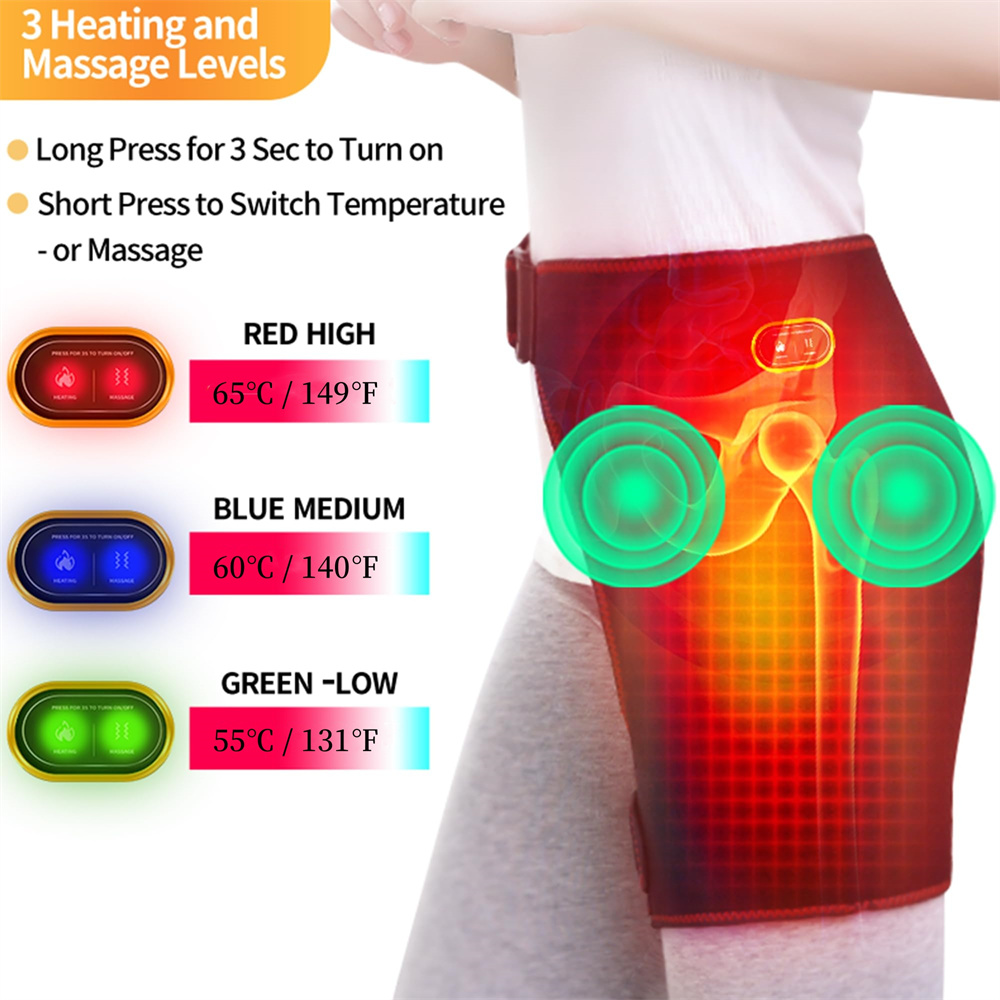 USB Heated Massage Waist Hip Support Brace Heating Pad for Sciatica ...