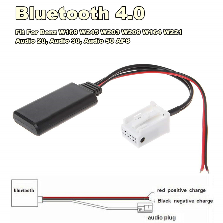 12Pin 12V Bluetooth 4.0 Adapter Aux Cable For Benz W169 W245 W203 W209 ...