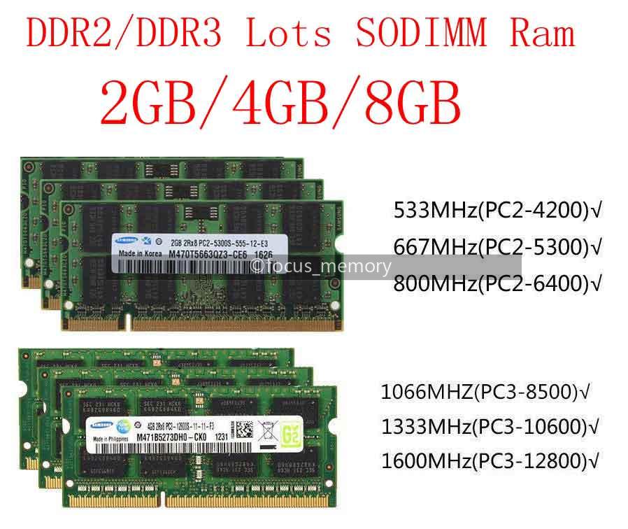 Samsung RAM For 2GB 4 GB 8 GB DDR2 DDR3 667 800 1333 1600 MHz Laptop Memory Lot | eBay