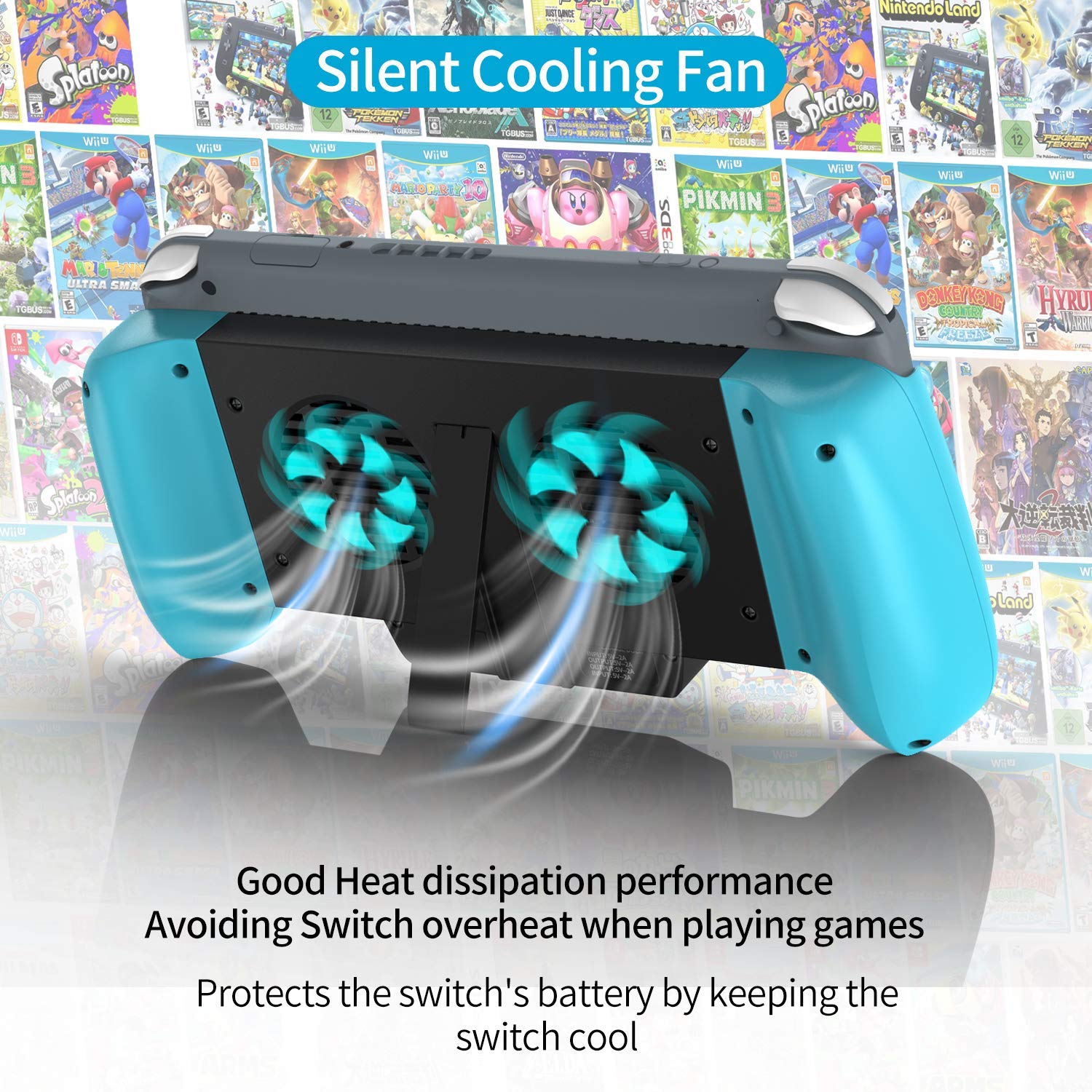 Cooling Charging Grip for Nintendo Switch Lite With Charger Stand ...