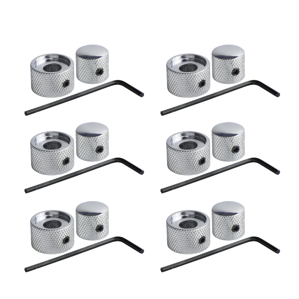 6PCS Metal Dual Concentric Dome Knobs Tone Volume Control Knob for ...