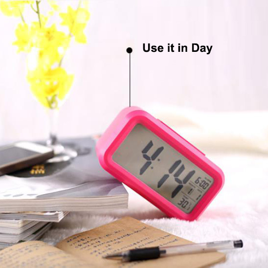 Battery Operated Desk LCD Display Digital Smart Alarm Clock Calendar ...