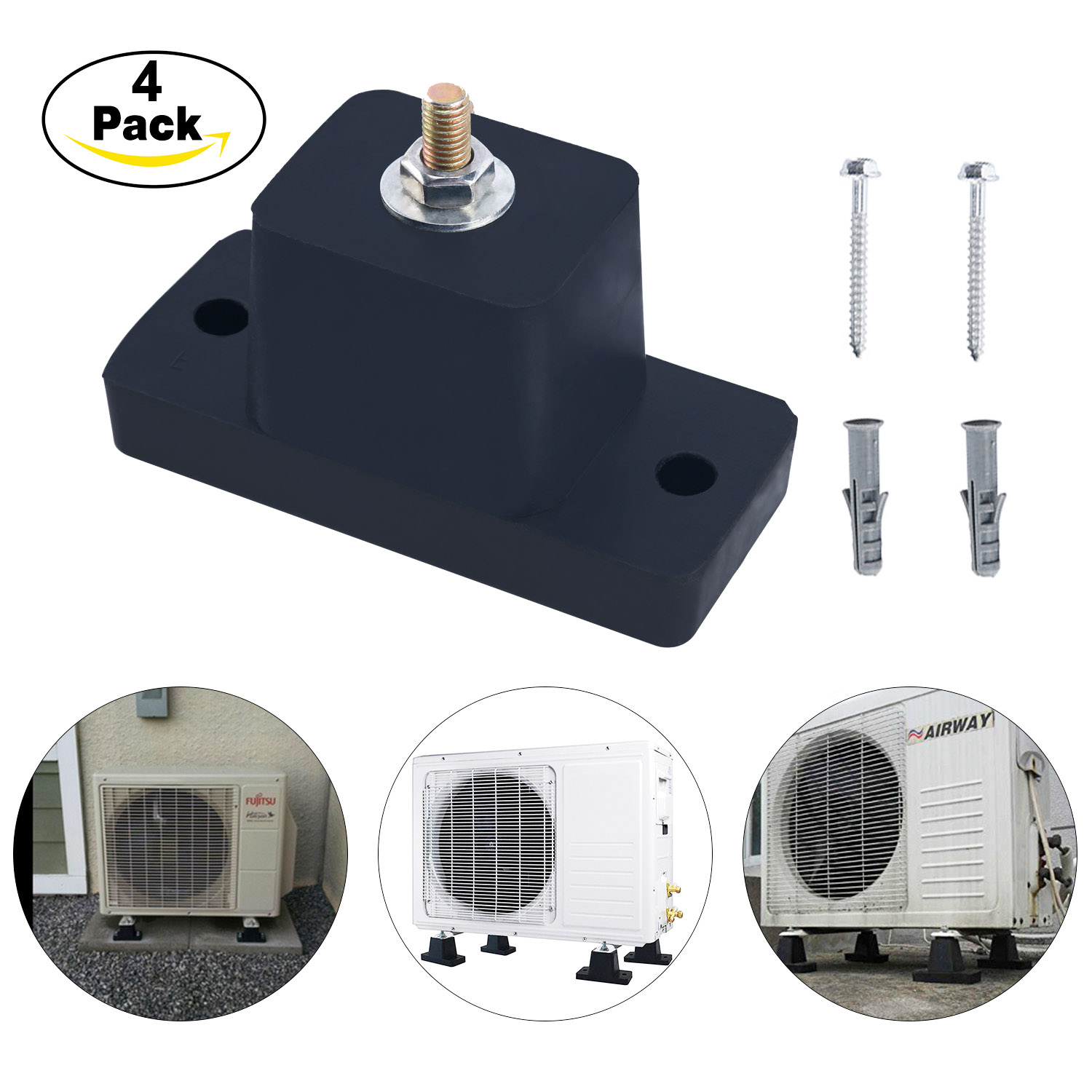 Homend 4Pack Rubber Vibration Isolator Mounting Bracket/Air Conditioner Mounting Bracket for ...