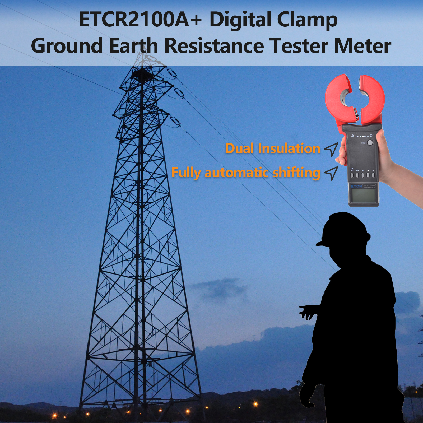 Clamp Ground Earth Resistance Tester Meter 0.01 to 200 Measuring Range ...