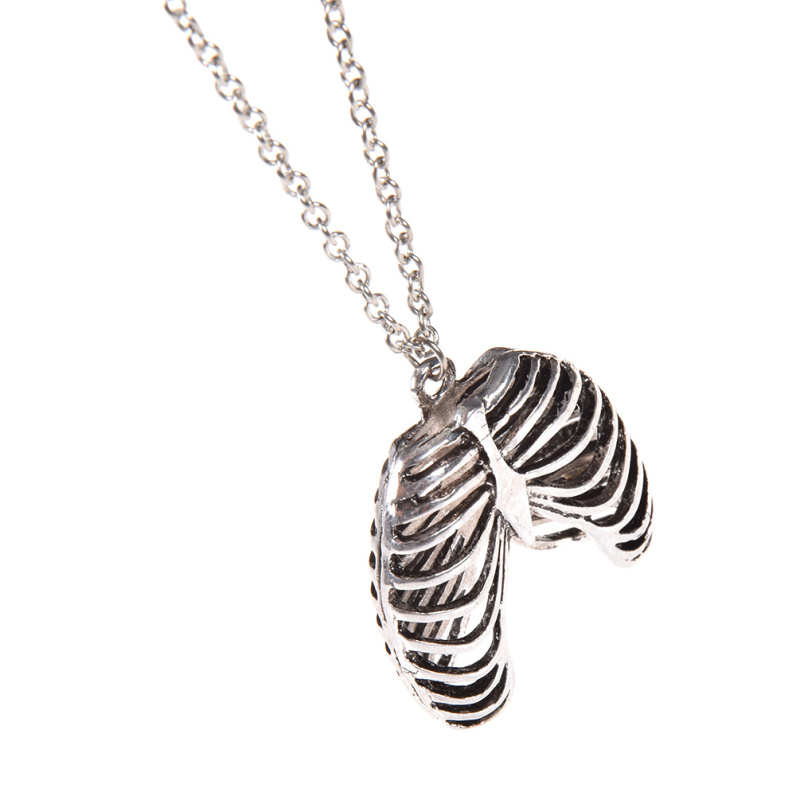 Silver Tone Rib Cage Ribcage Anatomy Chain Necklace Human Science Gothic 1 Pc Ebay