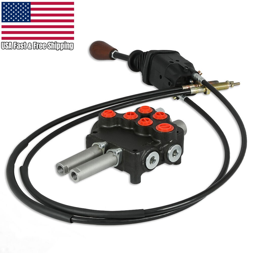Joystick Cable 2 Cables Remote Control Valve Kit w/2 Spool Valve 80lpm ...