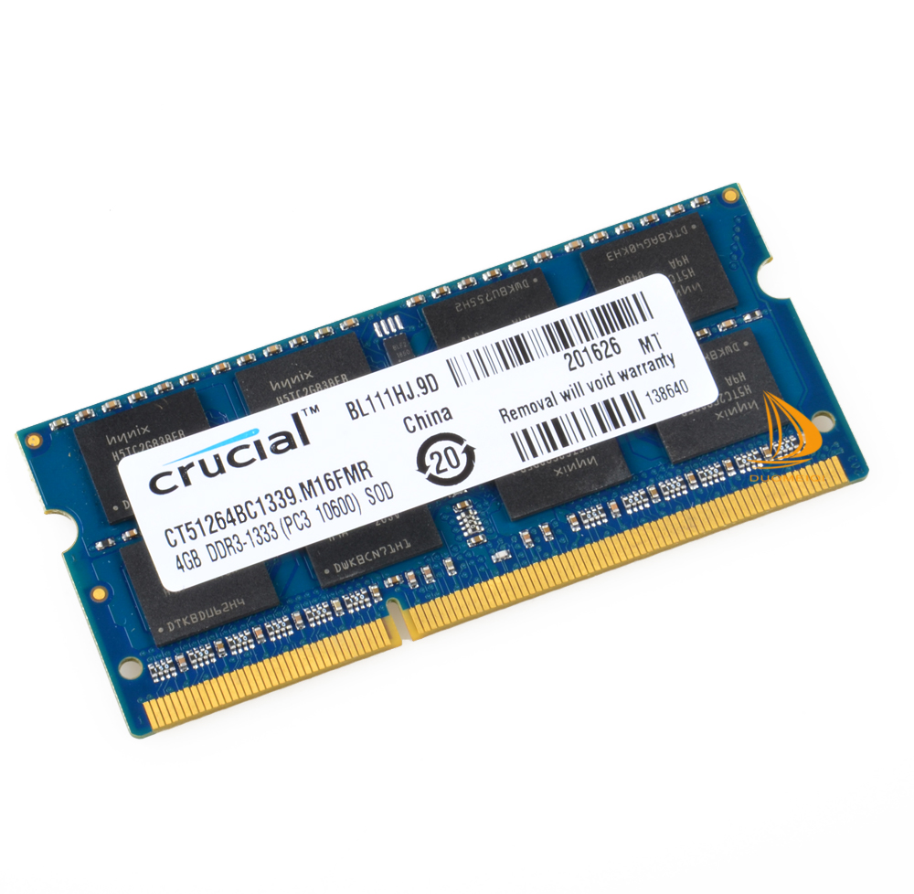 Crucial DDR3 RAM 16 GB 4x 4 GB PC3-10600S 1333Mhz SODIMM Laptop Memory ...