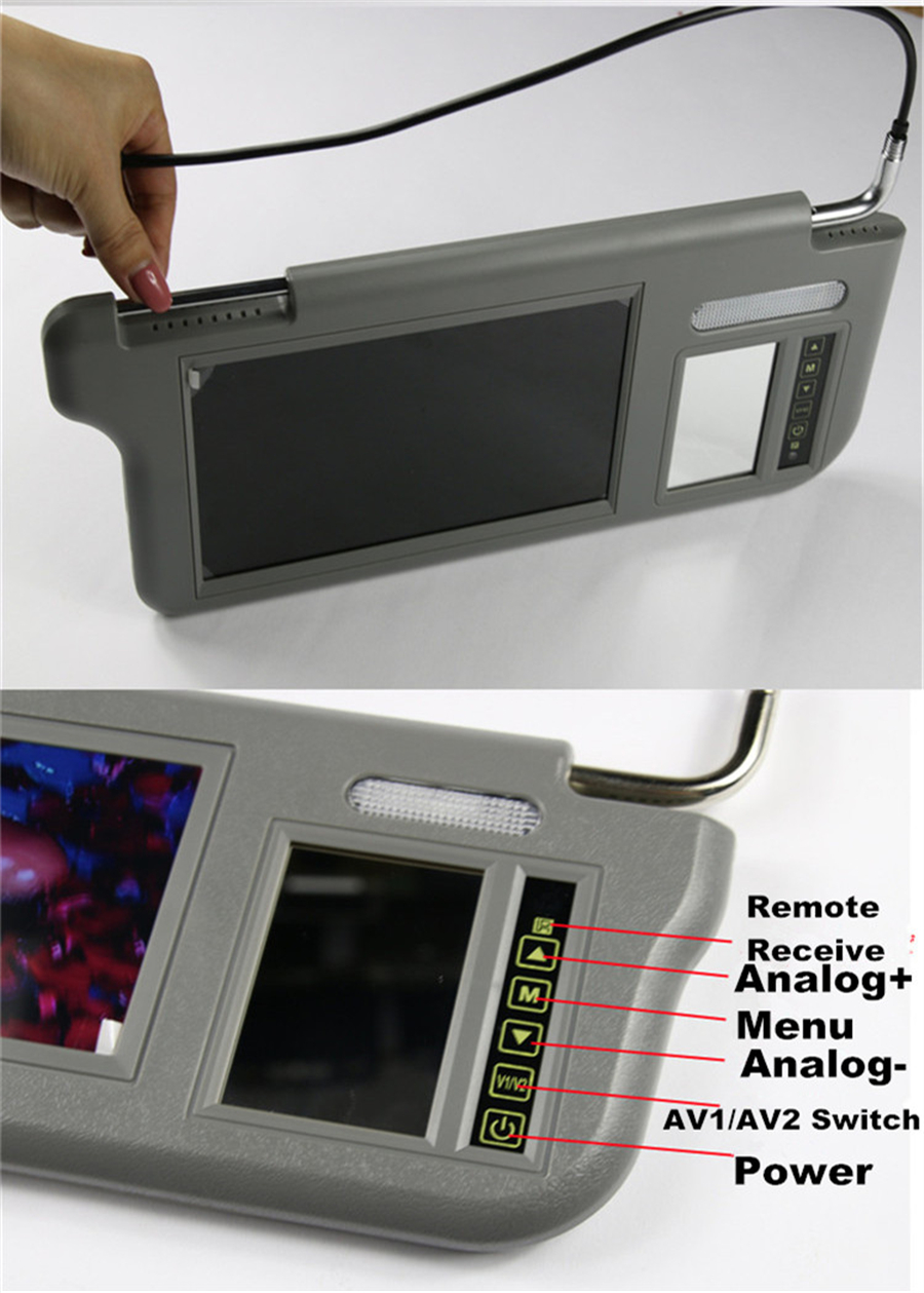 7" 2 Channel Sunvisor Screen LCD Monitor For For DVD/VCD/GPS/TV Input ...